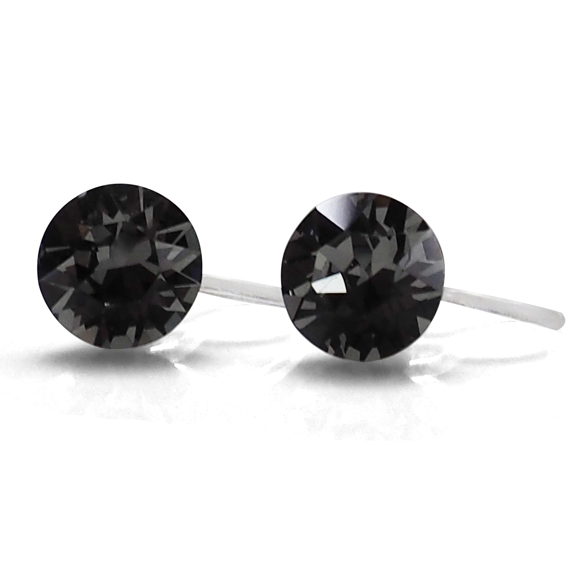 black diamond Swarovski crystal invisible clip on stud earrings Miyabi Grace